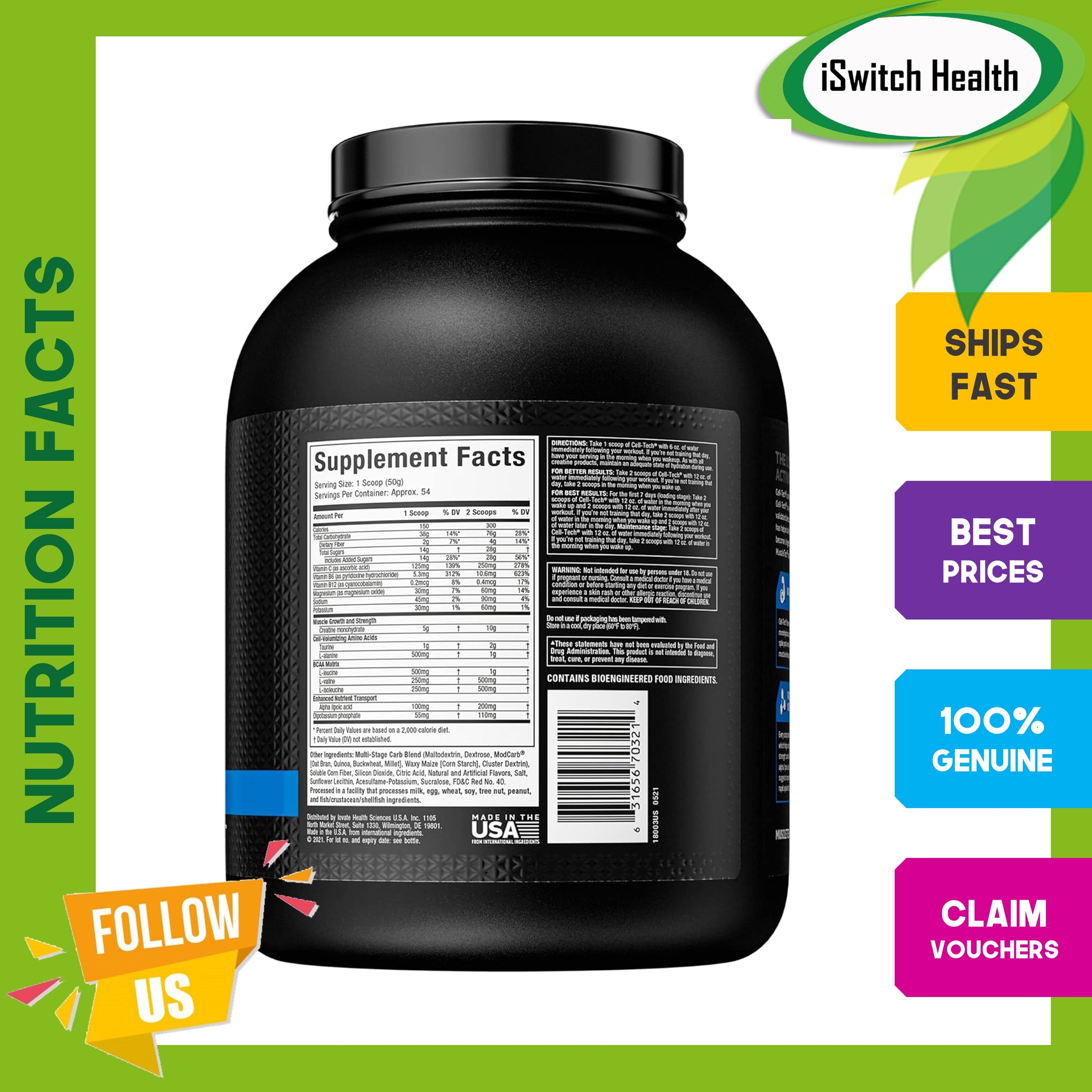 MuscleTech Cell-Tech - Fruit Punch - 3lbs and 6lbs | Powerful Creatine